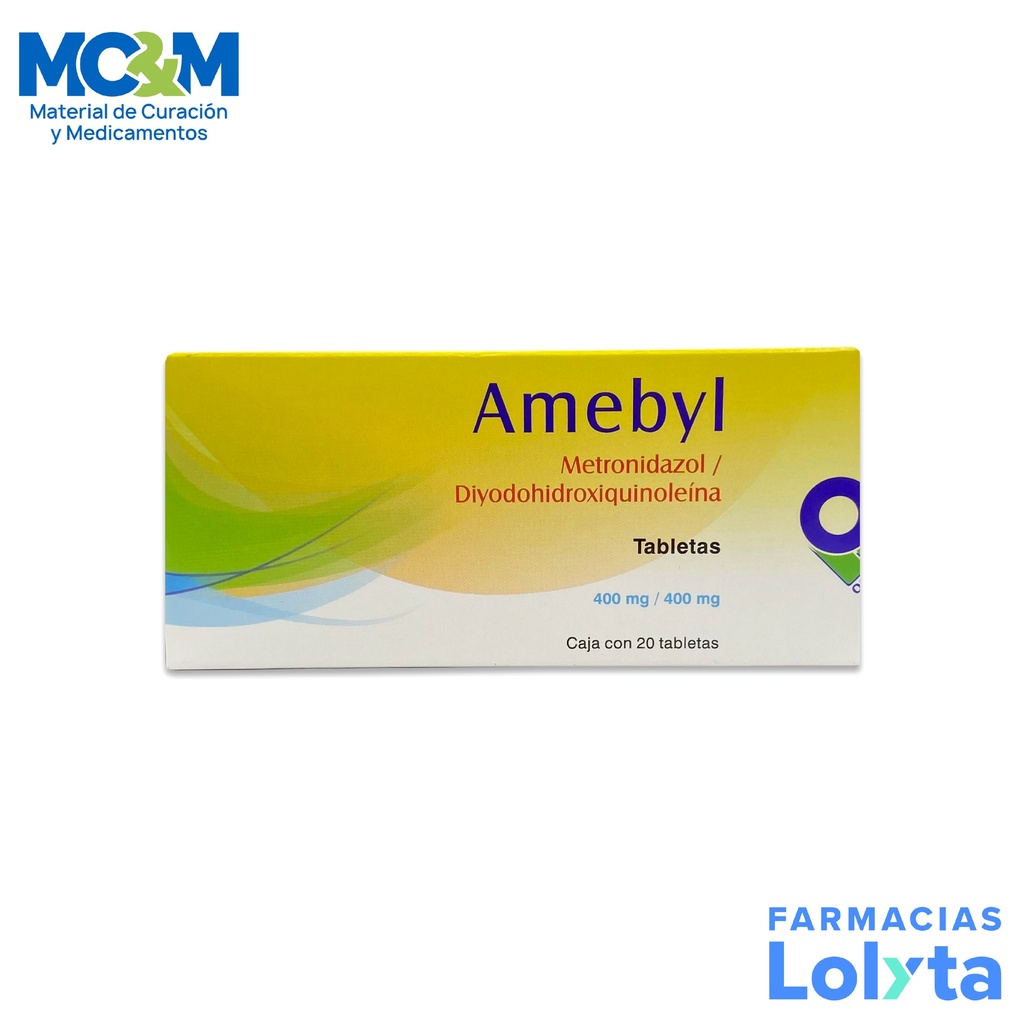 METRONIDAZOL DIYODOHIDROXIQUINOLEINA 400/400 MG C/20 TAB AMEBYL LAB ...