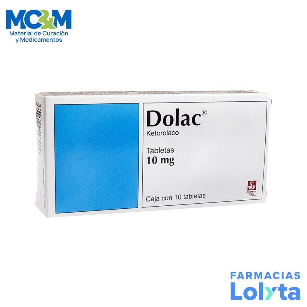 DOLAC 10 MG C/10 TAB KETOROLACO SIEGFRIED RHEIN | Website Farmacias Lolyta
