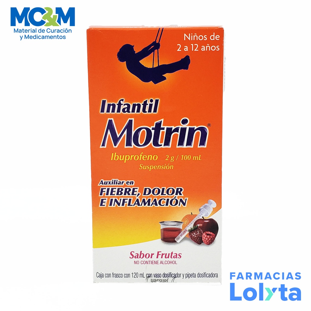 MOTRIN INFANTIL SUSPENSION 2 G/100 ML FCO C/120 ML IBUPROFENO LAB ...