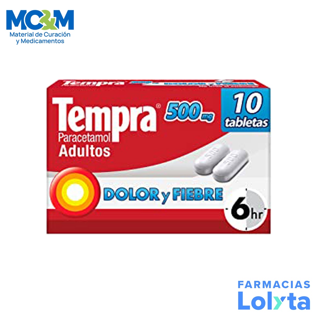 TEMPRA 500 MG PARACETAMOL C/10 TAB LAB RECKITT | Website Farmacias Lolyta