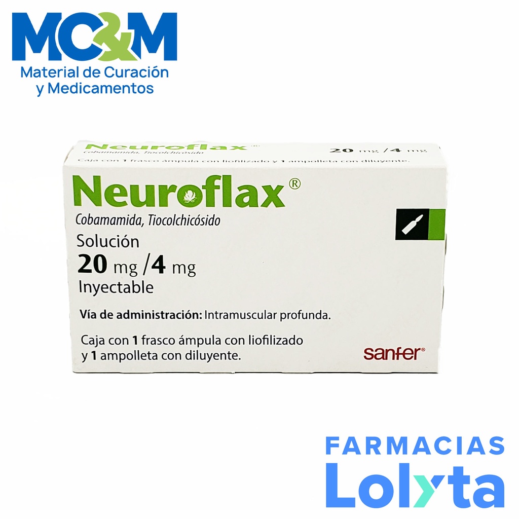NEUROFLAX SOL INY 20MG/4ML C/1 AMP COBAMAMIDA TIOCOLCHICOSIDO LAB ...