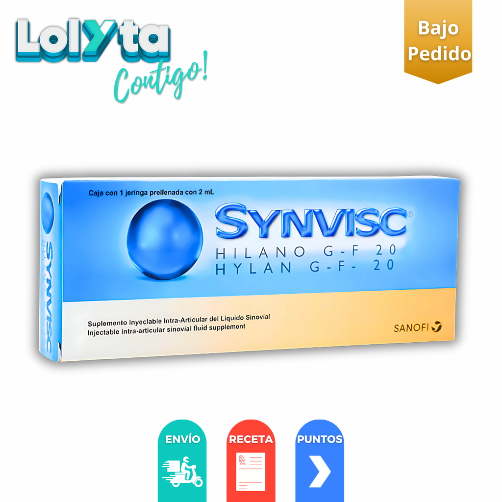 SYNVISC SOL INY 8 MG/2 ML JERINGA PRELLENADA HILANO G-F 20 LAB SANOFI | Website Farmacias Lolyta