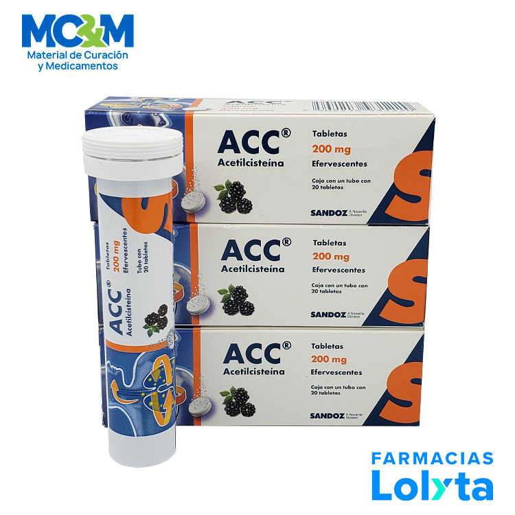 ACC EFERVESCENTE 200 MG ACETILCISTEINA C/20 TAB LAB SANDOZ | Website ...