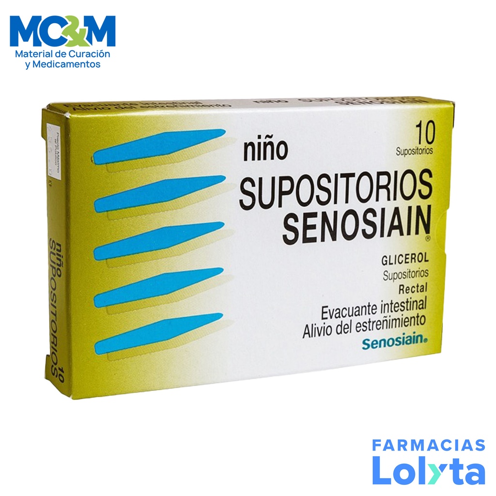 SUPOSITORIOS SENOSIAIN 1380 MG C/10 SUPOSITORIOS NIÑO GLICEROL LAB ...