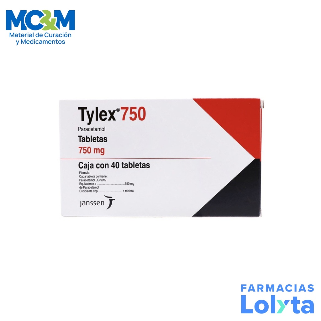 TYLEX 750 750MG C/40 TAB PARACETAMOL LAB JANSSEN-CILAG | Website ...