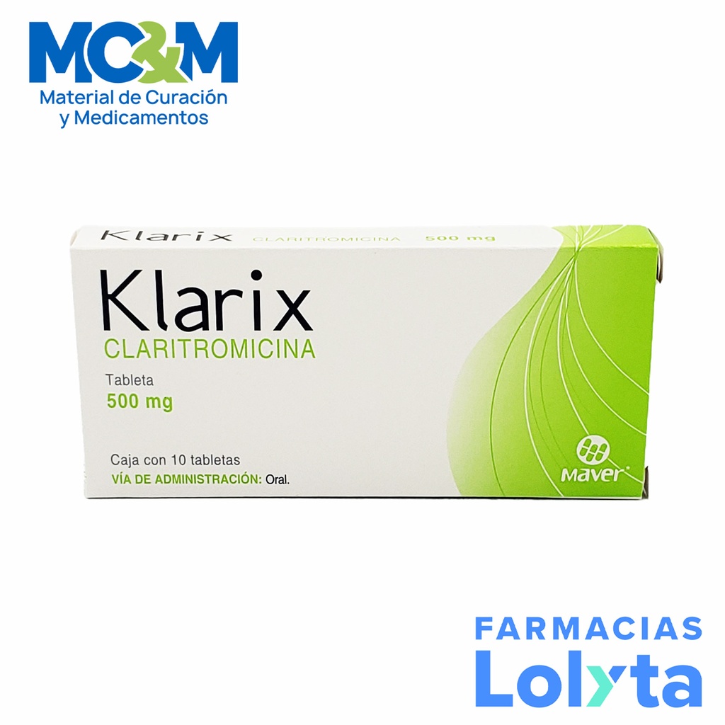 CLARITROMICINA 500 MG C/10 TAB KLARIX LAB MAVER | Website Farmacias Lolyta