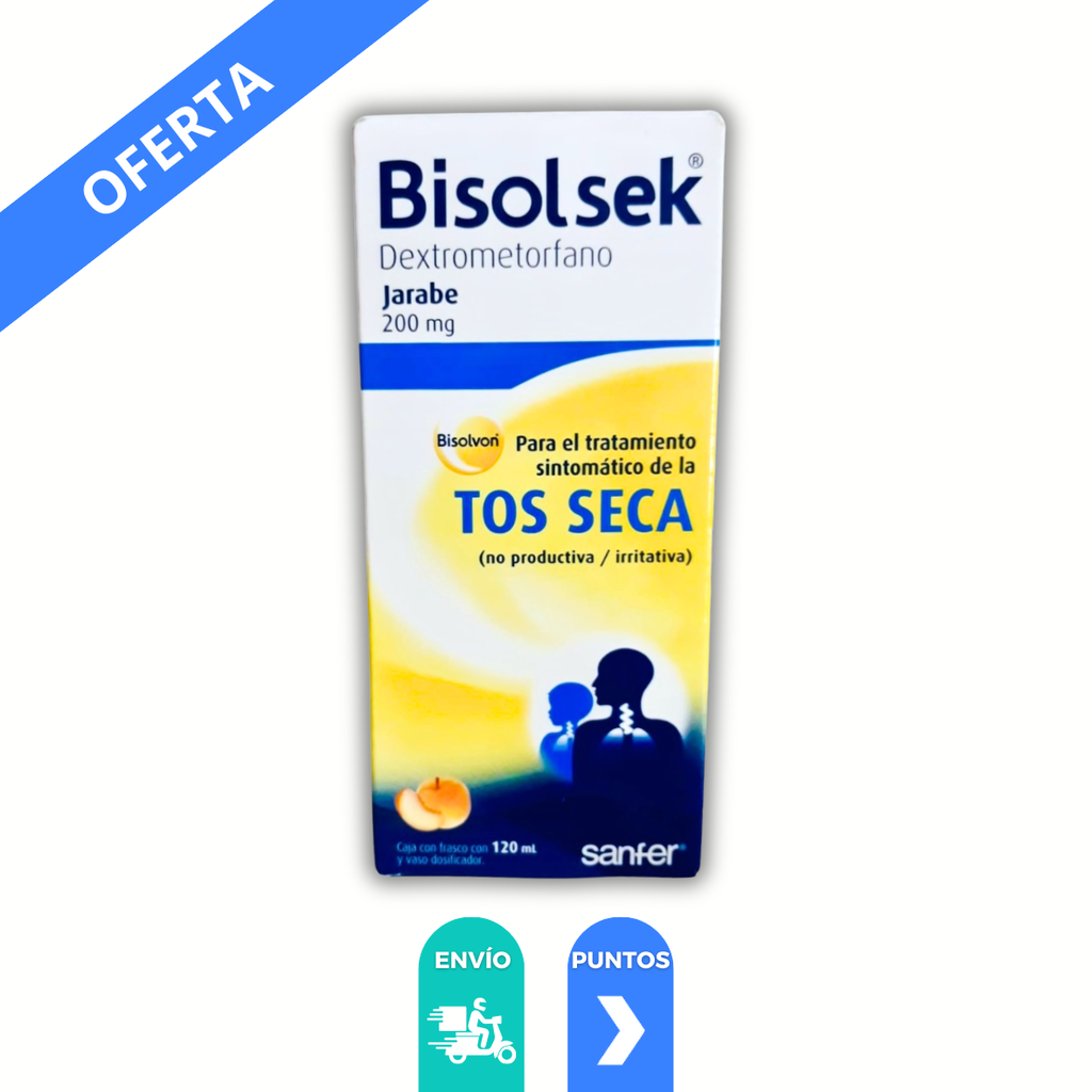 BISOLSEK BISOLVON JARABE 200MG/100ML FCO C/120ML DEXTROMETORFANO LAB ...