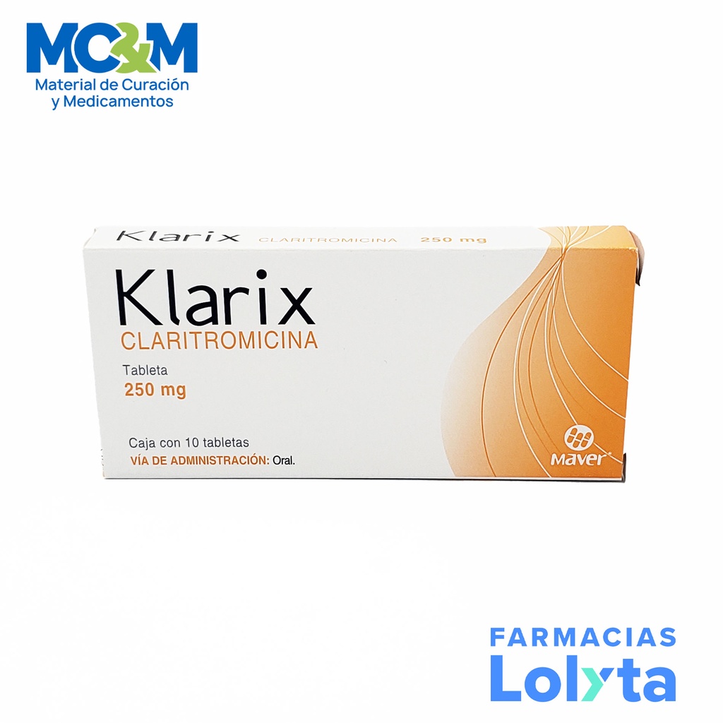 CLARITROMICINA 250 MG C/10 TAB KLARIX LAB MAVER | Website Farmacias Lolyta