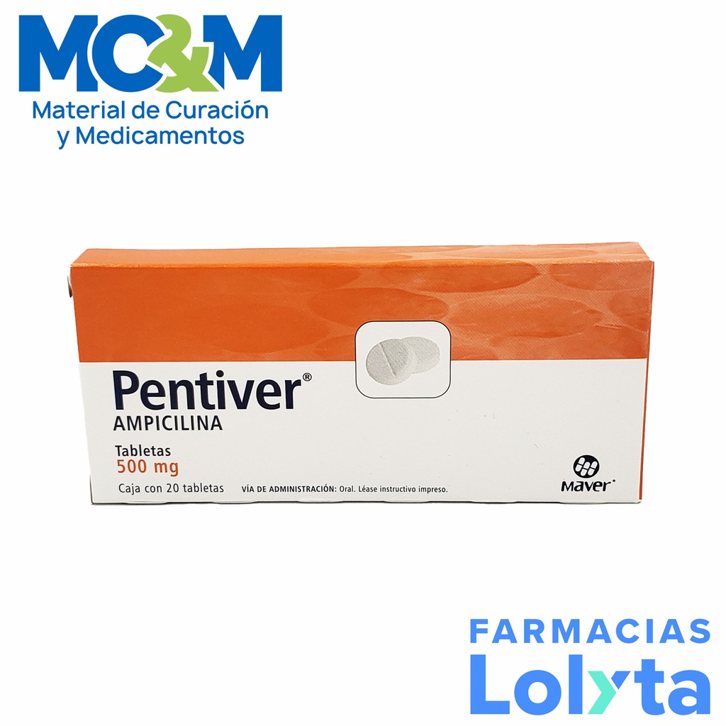 AMPICILINA 500 MG C/20 TAB PENTIVER LAB MAVER | Website Farmacias Lolyta
