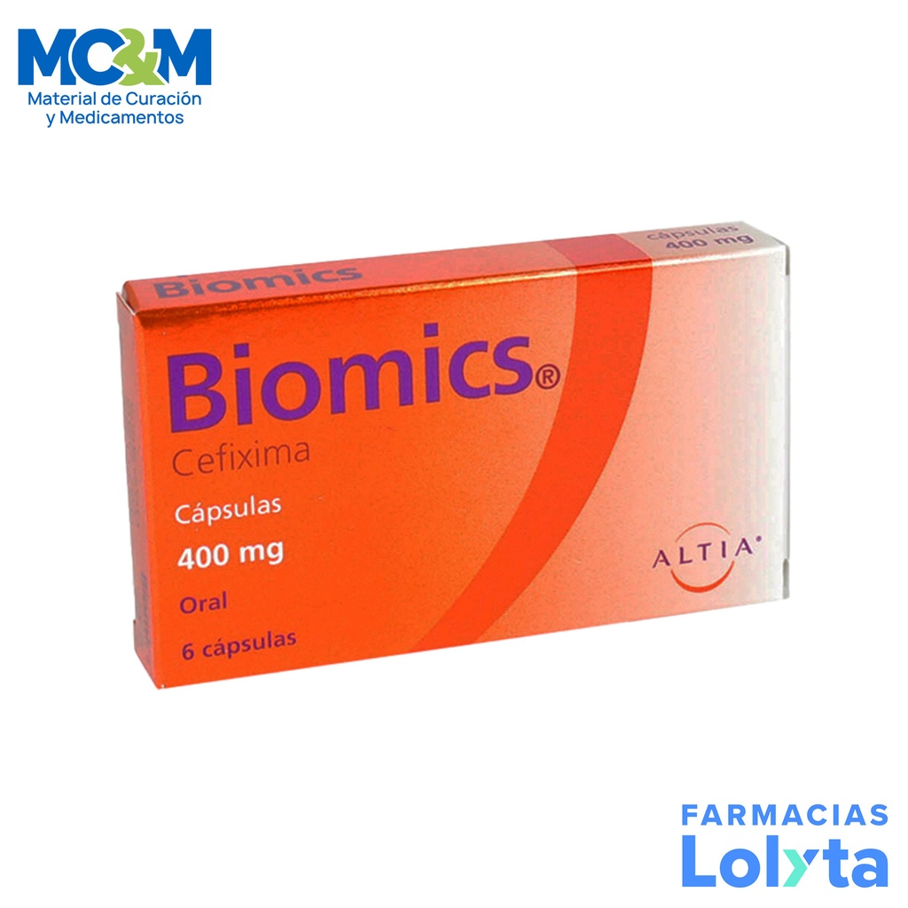 BIOMICS 400 MG C/6 CAPSULAS CEFIXIMA LAB ALTIA | Website Farmacias Lolyta