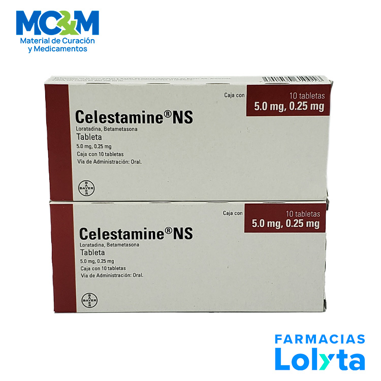 CELESTAMINE NS 5/0.25 MG C/10 TAB LORATADINA BETAMETASONA LAB BAYER ...