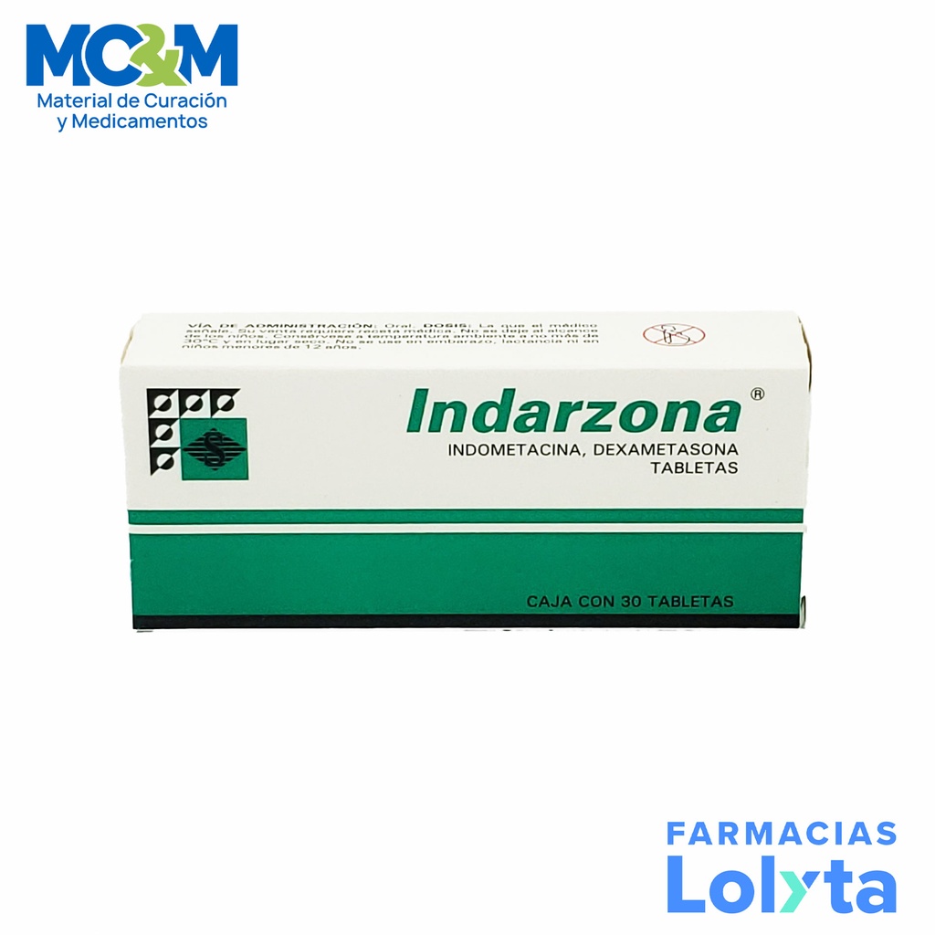 INDOMETACINA DEXAMETASONA 25/0.5 MG C/30 TAB INDARZONA LAB STREGER ...