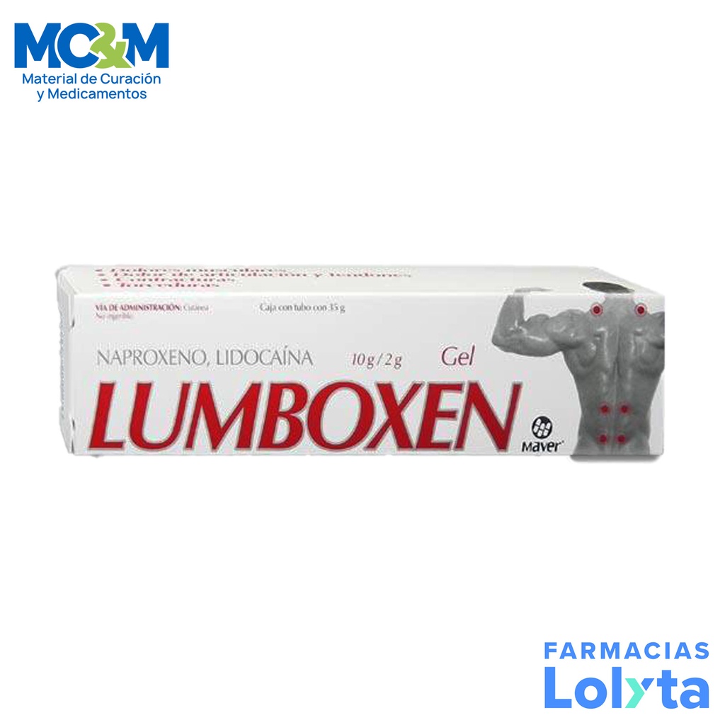 NAPROXENO LIDOCAINA GEL 10/2 G/100 G TUBO C/35 G LUMBOXEN ROJO LAB ...