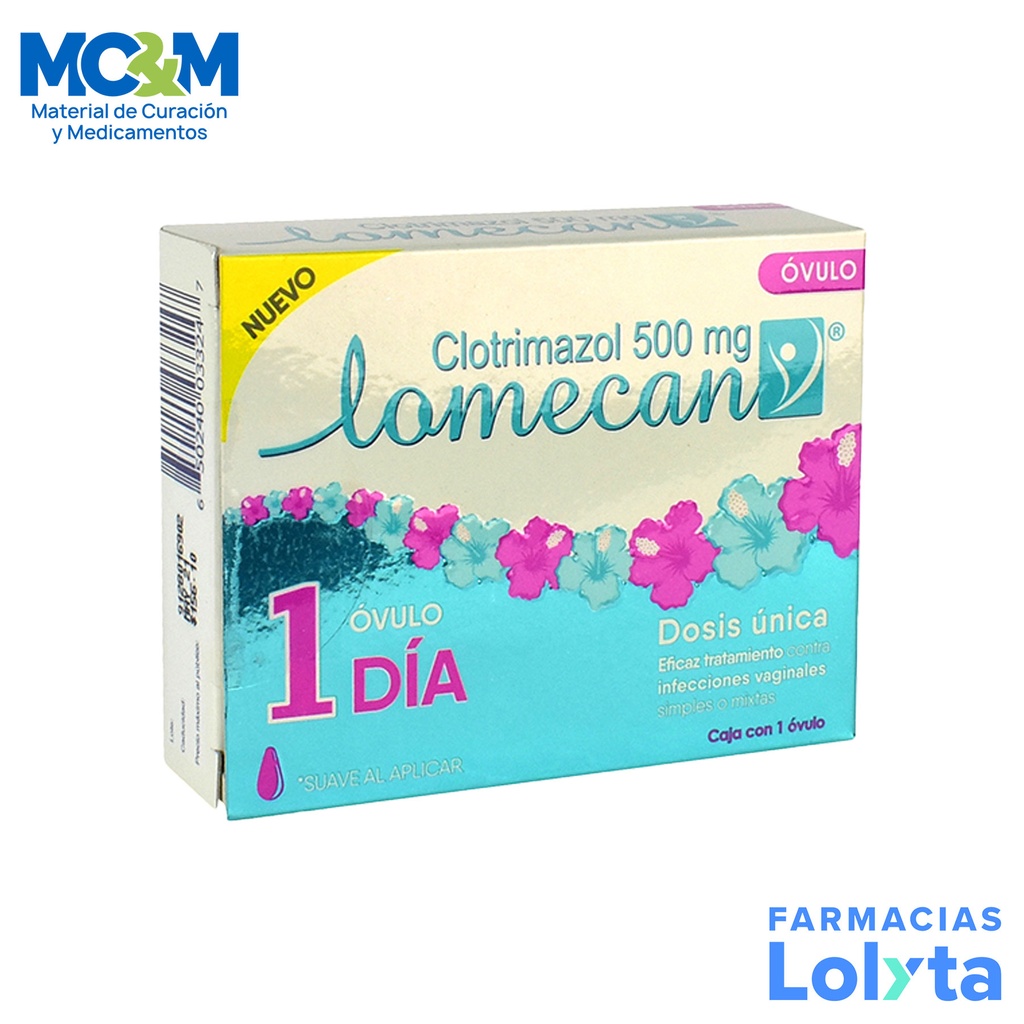 LOMECAN 500 MG CLOTRIMAZOL C/1 OVULO LAB GENOMMA | Website Farmacias Lolyta