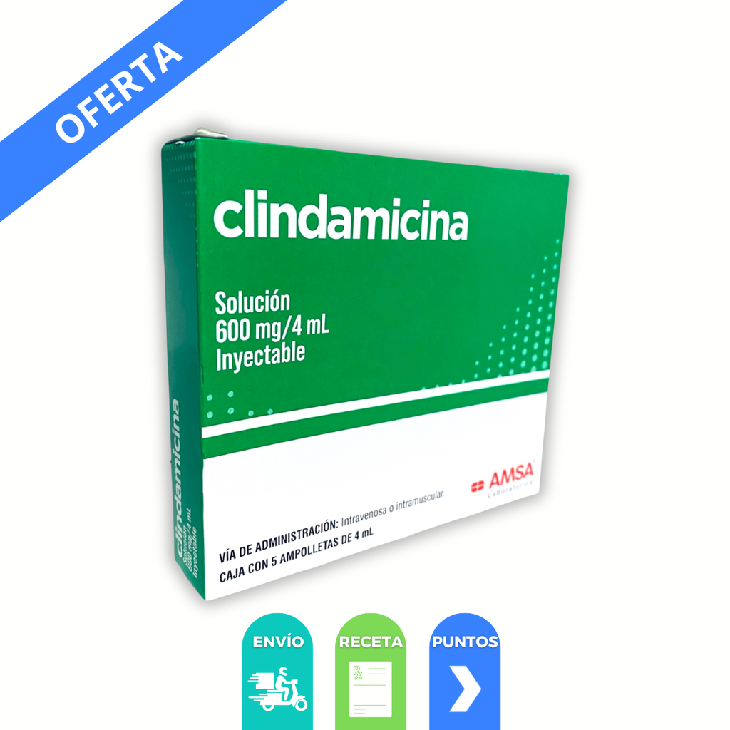 CLINDAMICINA SOL INY 600 MG/4 ML C/5 AMP LAB AMSA | Website Farmacias ...