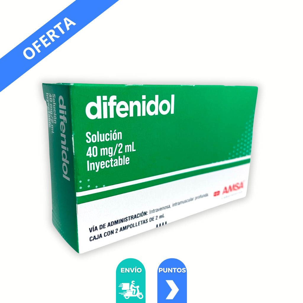 DIFENIDOL SOL INY 40 MG/2 ML C/2 AMP IM LAB AMSA | Website Farmacias Lolyta