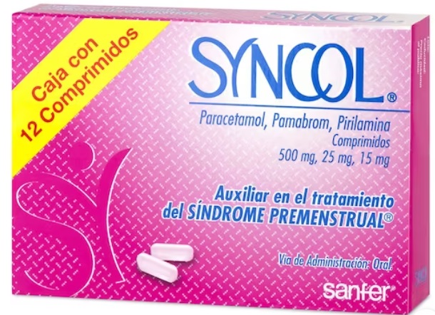 SYNCOL 500/25/15 MG C/12 COMPRIMIDOS PARACETAMOL PAMABROM PIRILAMINA ...