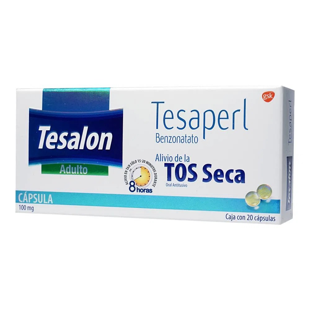 TESALON ADULTO 100 MG C/20 CAP BENZONATATO LAB GSK | Website Farmacias ...