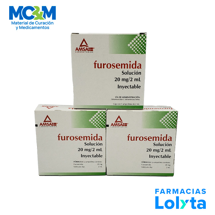 FUROSEMIDA SOL INY 20MG/2ML C/5 AMP AMSA | Website Farmacias Lolyta
