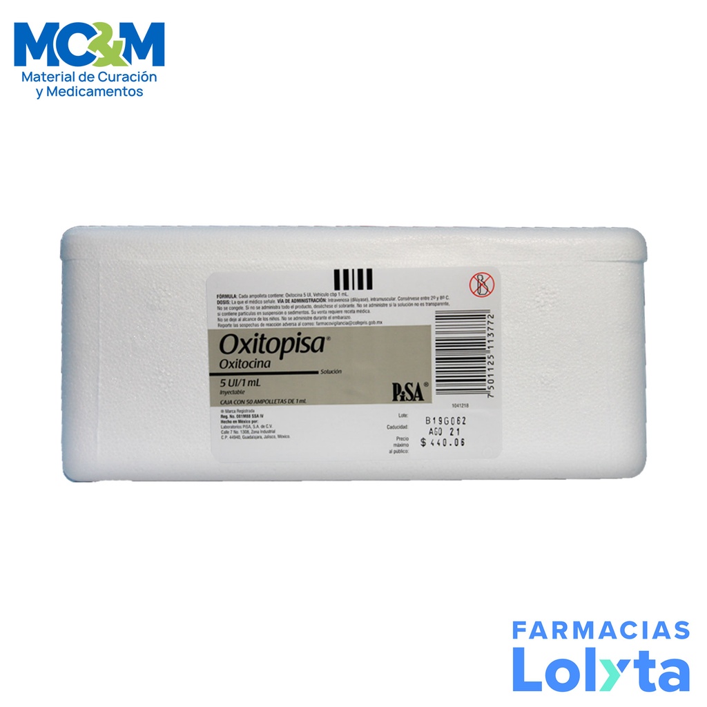 OXITOCINA SOL INY 5 UI/ML C/ 50 AMP OXITOPISA LAB PISA (RF) | Website Farmacias Lolyta