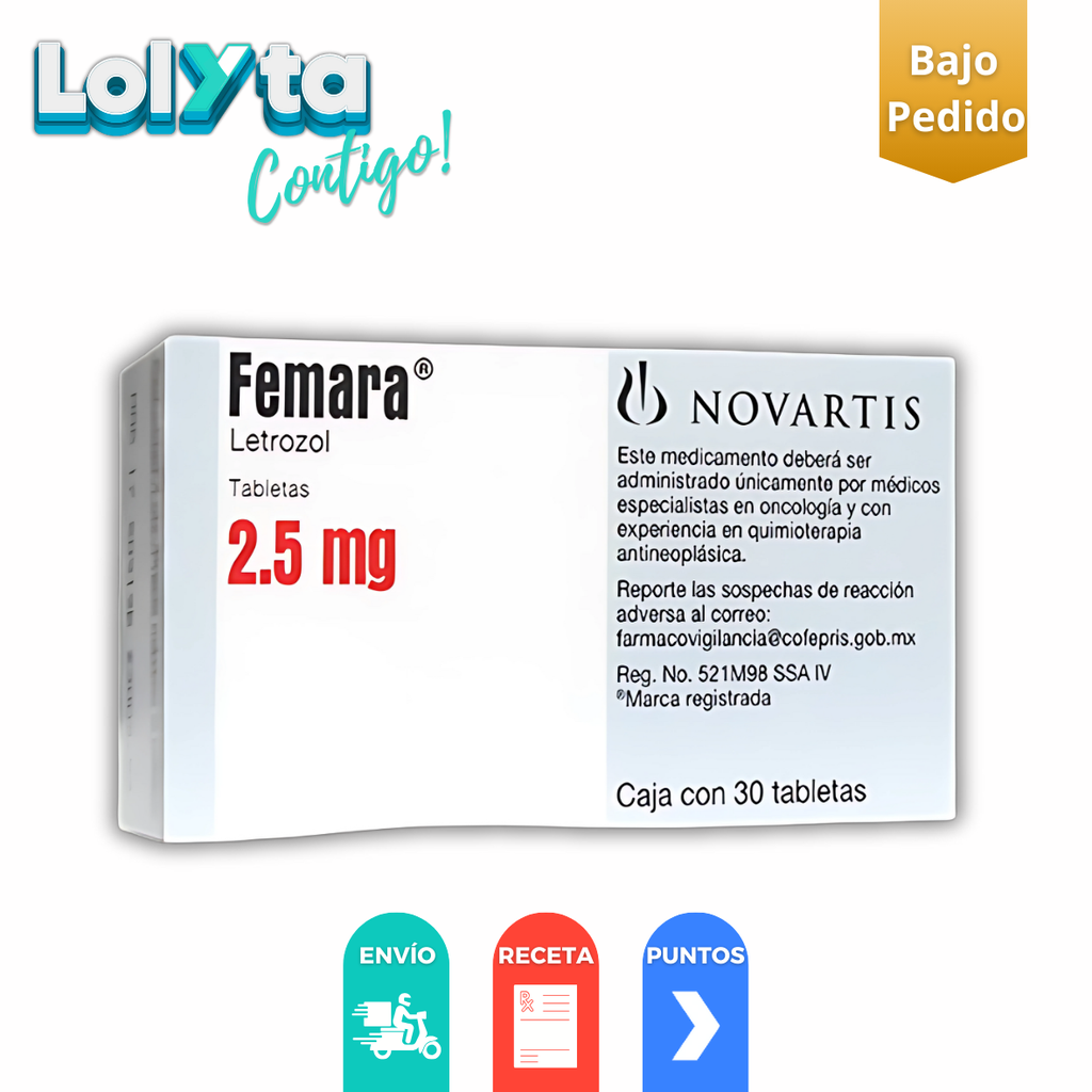 FEMARA 2.5 MG C/30 TAB LETROZOL LAB NOVARTIS | Website Farmacias Lolyta