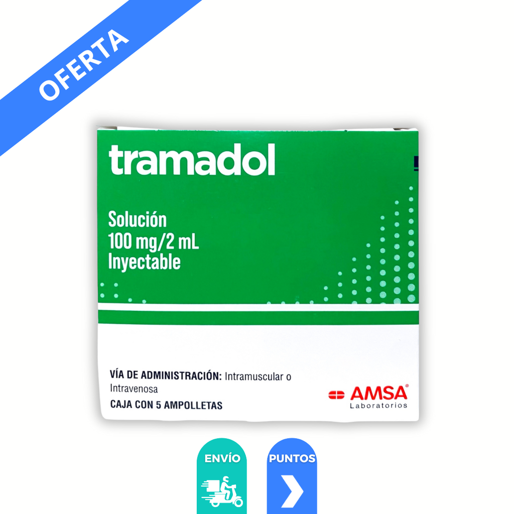TRAMADOL SOL INY 100 MG/2 ML C/5 AMP LAB AMSA (VIDRIO) | Website Farmacias Lolyta