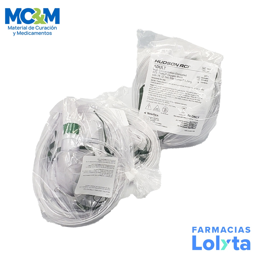 MASCARILLA DE OXIGENO C/RESERVORIO ADULTO REF HUD1007 HUDSON | Website ...