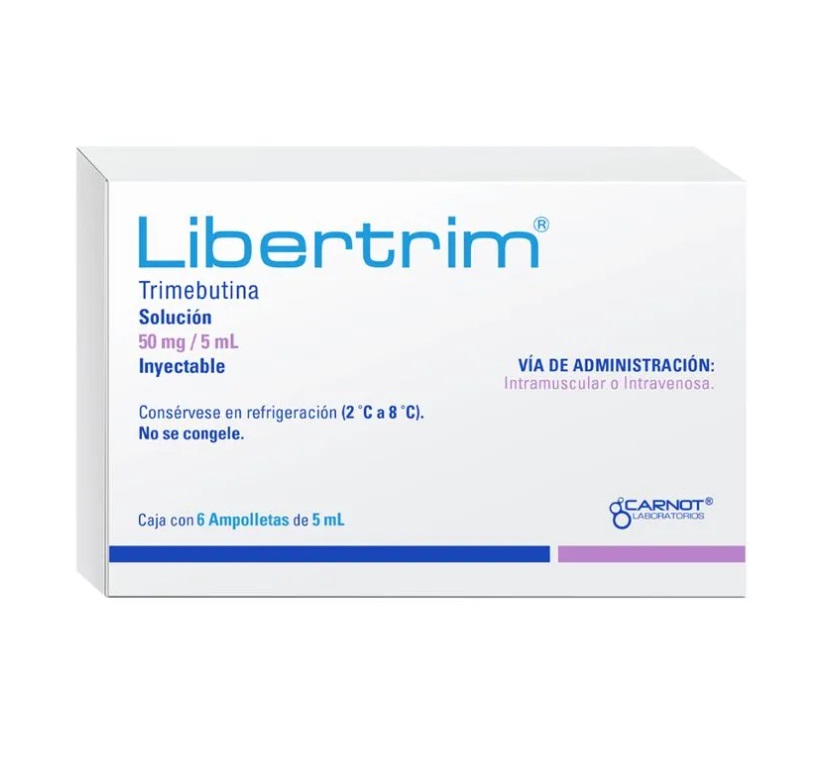 LIBERTRIM SOL INY 50 MG/5 ML C/6 AMP TRIMEBUTINA LAB CARNOT (RF ...
