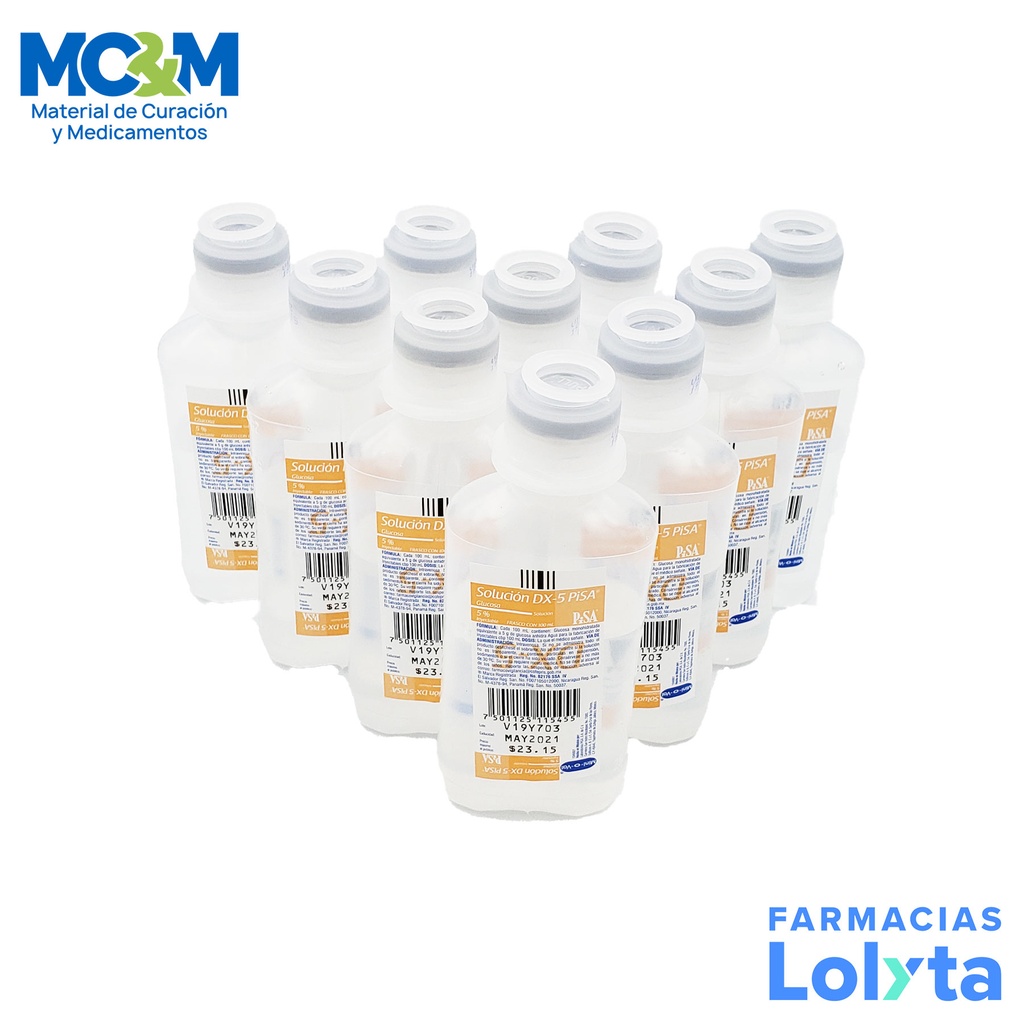 GLUCOSA 5% SOL INY 100 ML SOLUCION DX-5 LAB PISA | Website Farmacias Lolyta
