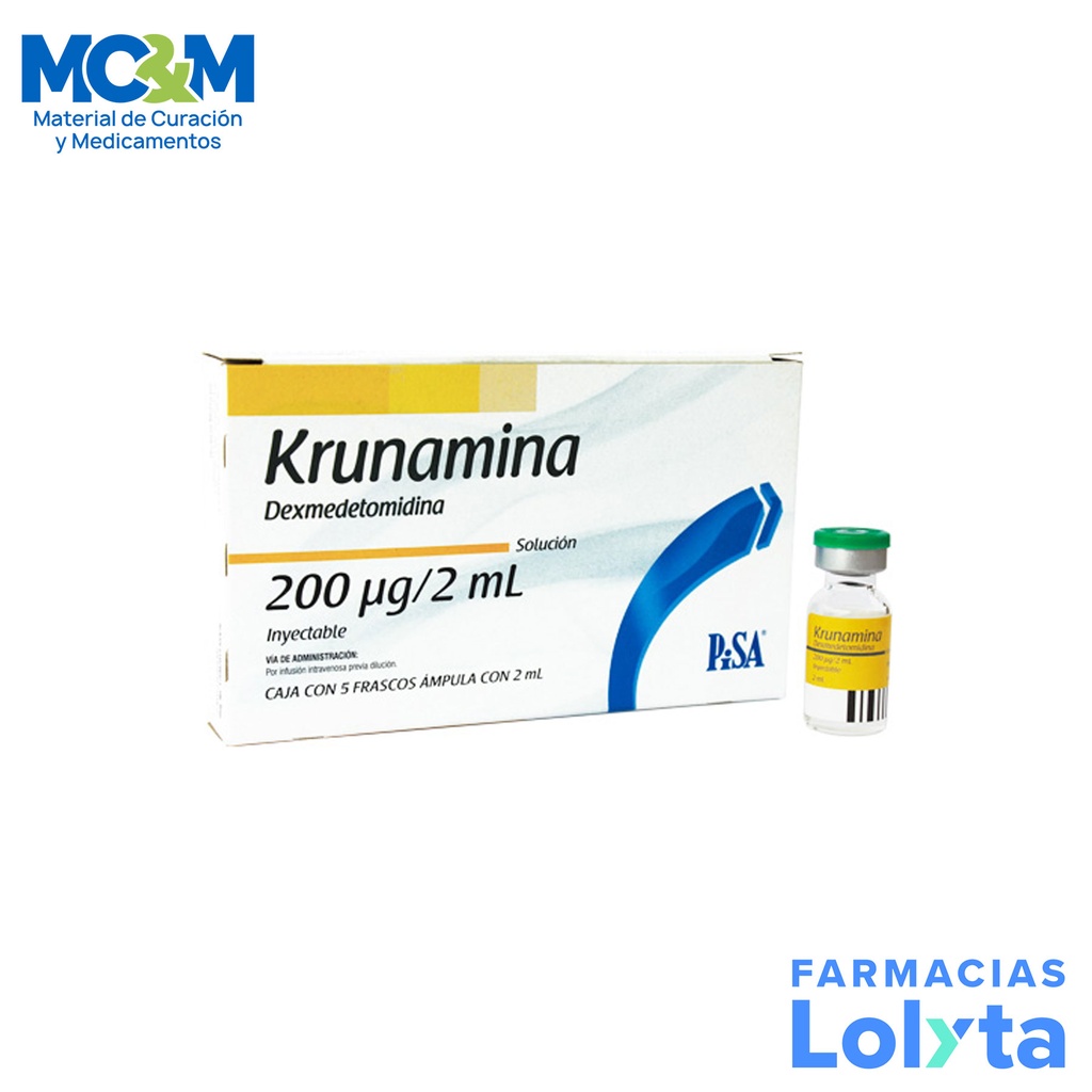 DEXMEDETOMIDINA SOL INY 200 MCG/2 ML C/5 AMP KRUNAMINA LAB PISA ...