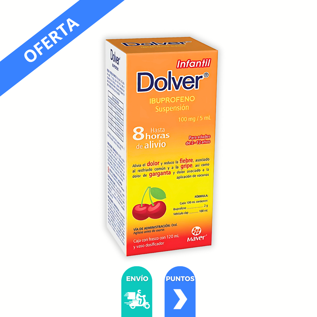 IBUPROFENO SUSPENSION 2 G/100 ML FCO C/120 ML SABOR CEREZA DOLVER ...
