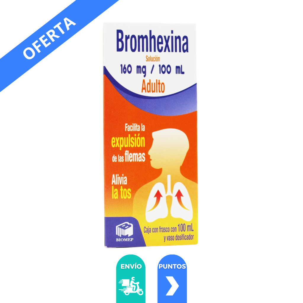 BROMHEXINA ADULTO SOL ORAL 160 MG/100 ML FCO C/100 ML LAB BIOMEP ...