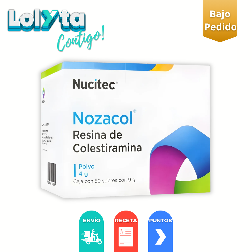 RESINA DE COLESTIRAMINA POLVO 4 G C/50 SOBRES 9 G NOZACOL LAB NUCITEC ...