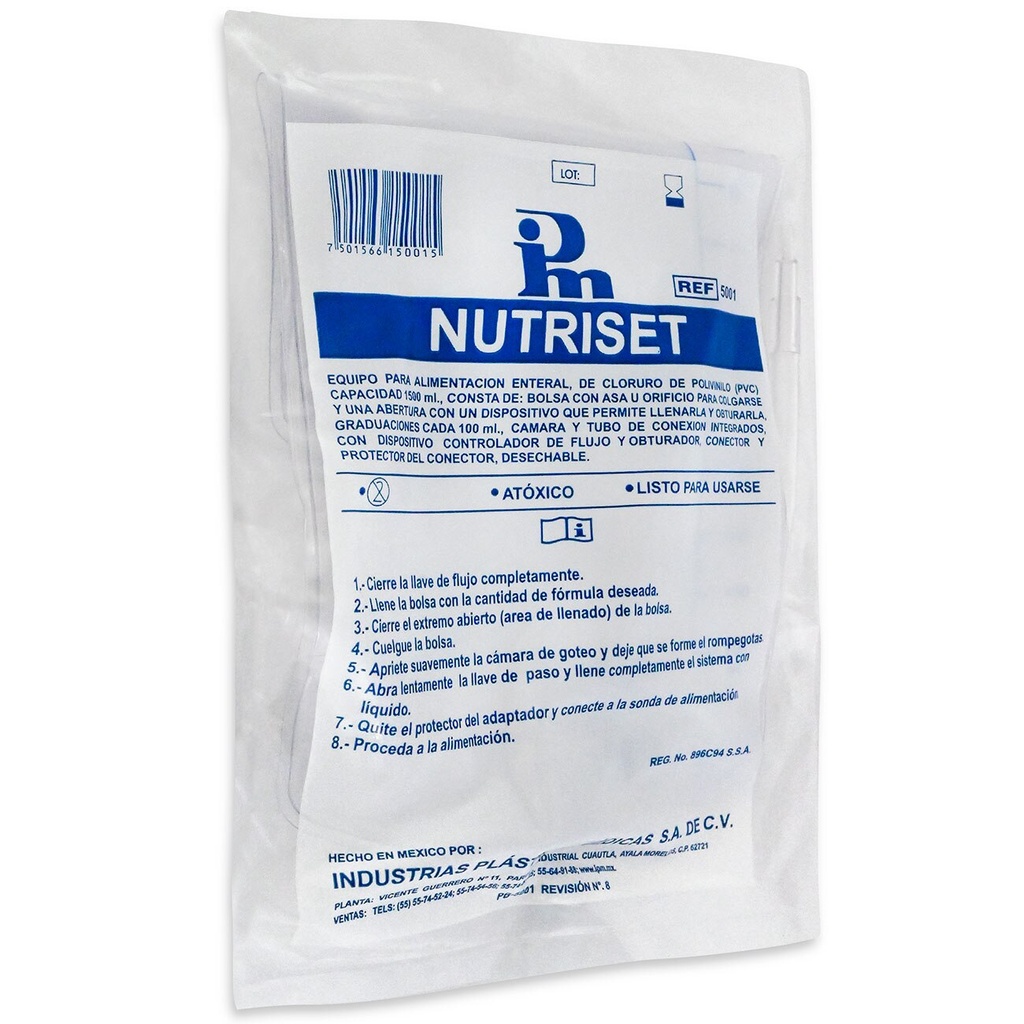 BOLSA PARA ALIMENTACION ENTERAL PVC 1500 ML NUTRISET REF 5001 IPM ...